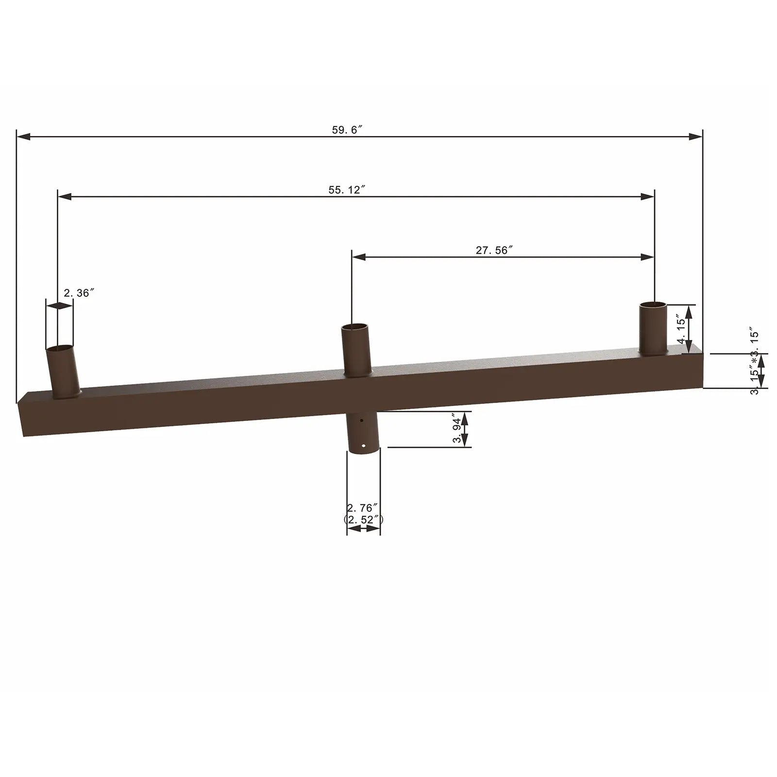 Low Profile Bullhorn Bracket Inline Vertical Tenons For 3 Area Lights