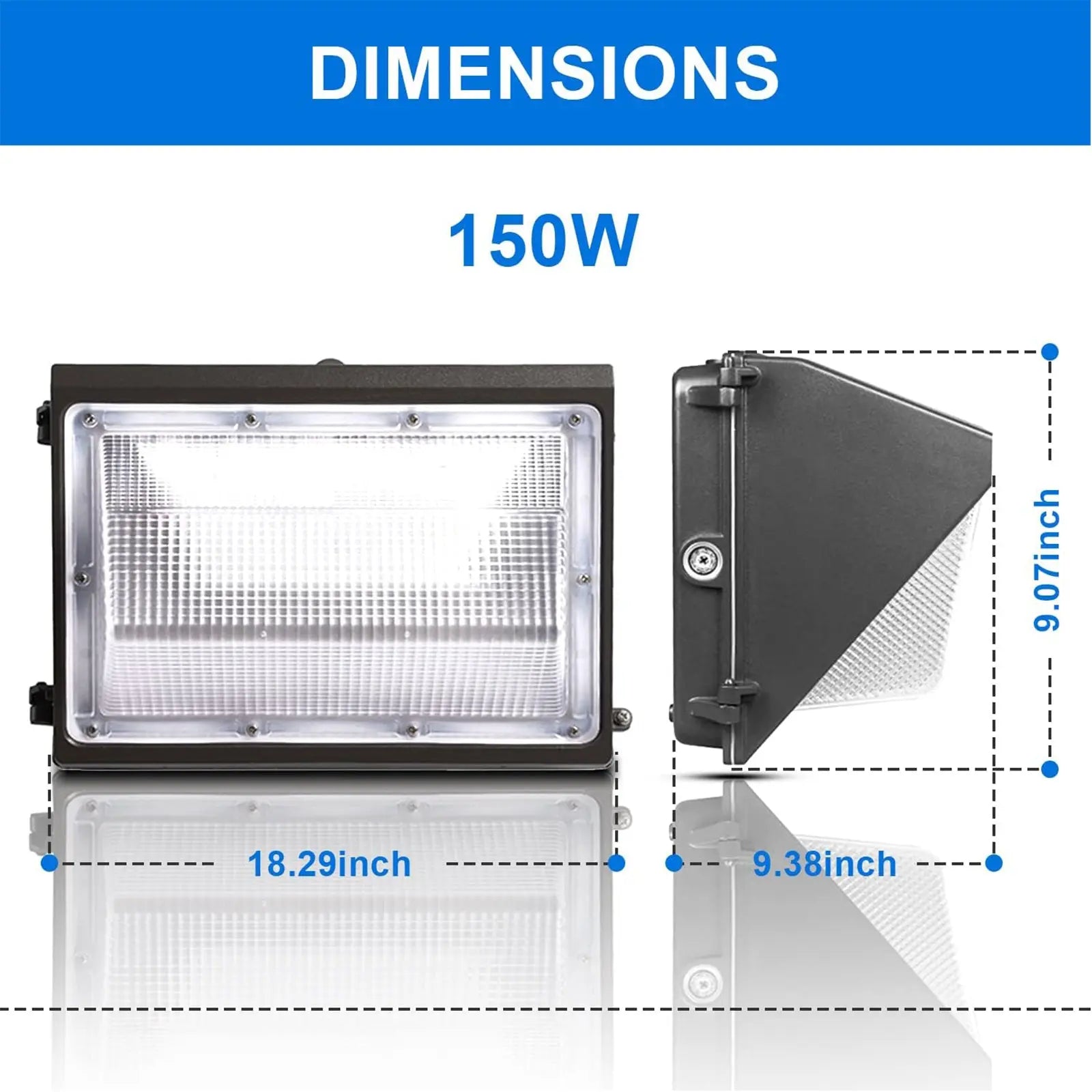 TANLITE 150W LED Wall Pack With Compatible Photocell- Philips LED- Wat
